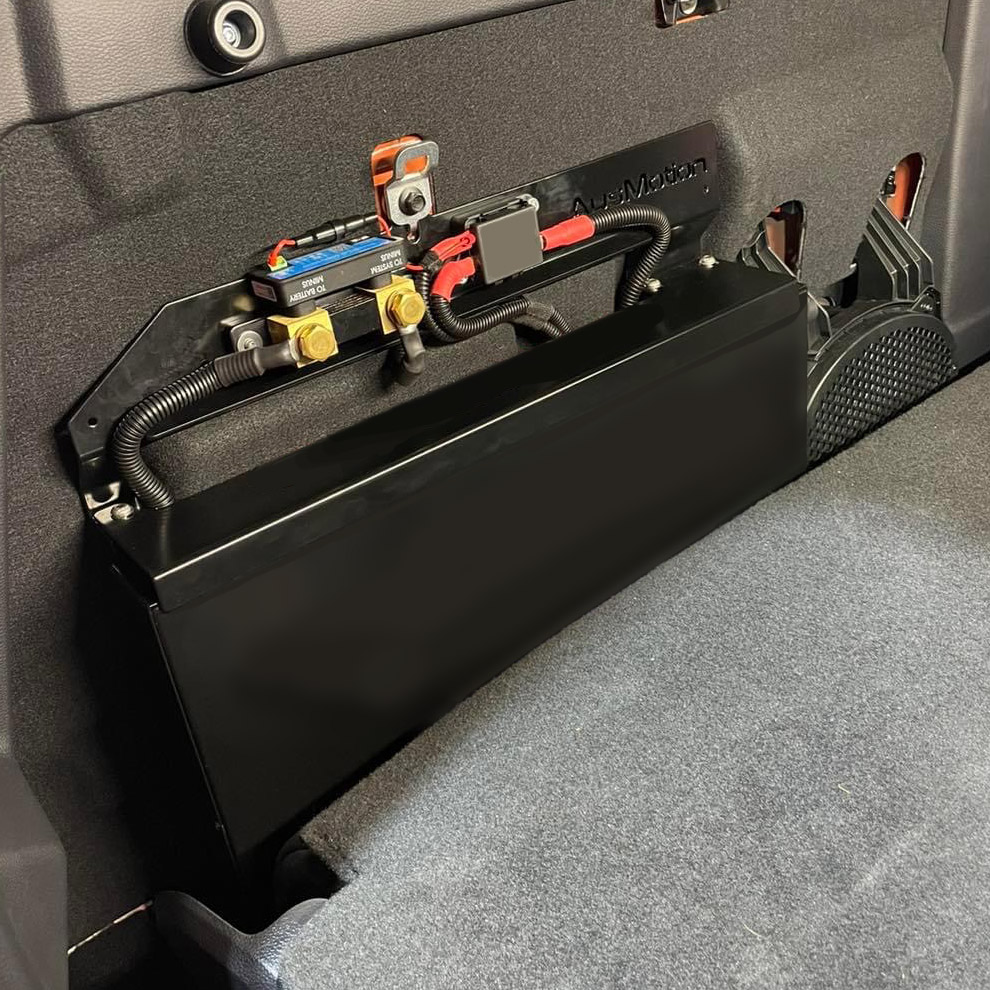 Behind-seat dual battery mount for next-gen Ranger Raptor and Wildtrak